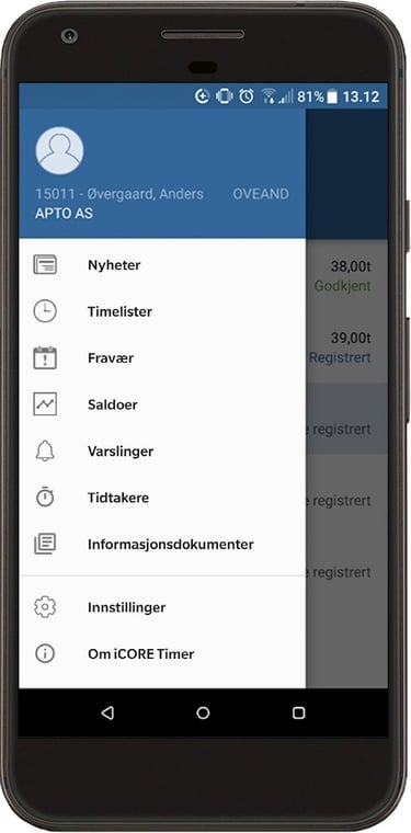 iCORE Hours App - Norsk brukerveiledning (Android)